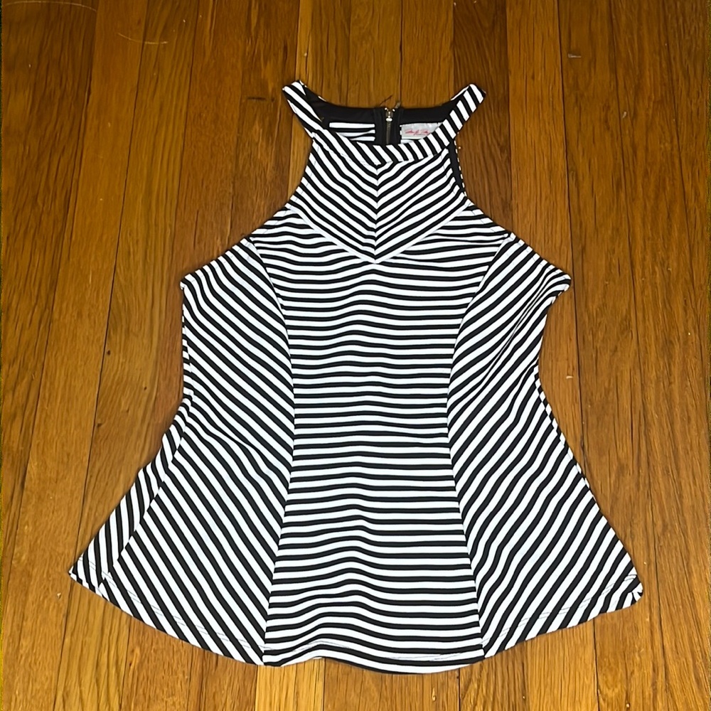 Marilyn Monroe Optical Illusion Striped Peplum Zip Up… - Gem